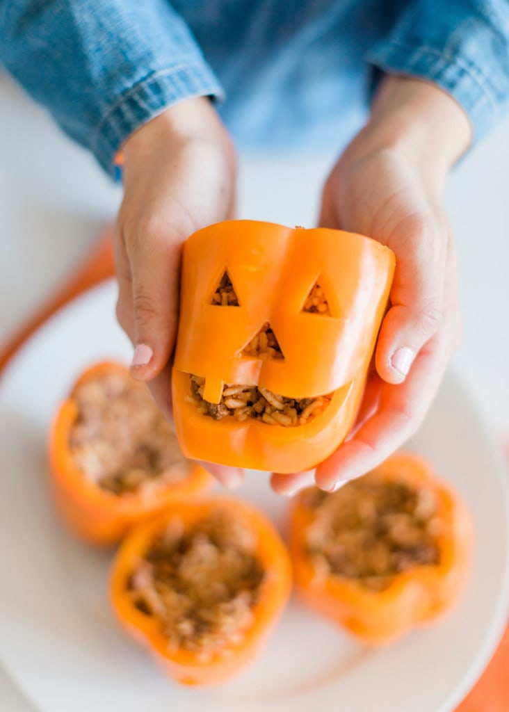 Jack-O-Lantern Stuffed Bell Peppers - Best Friends For Frosting