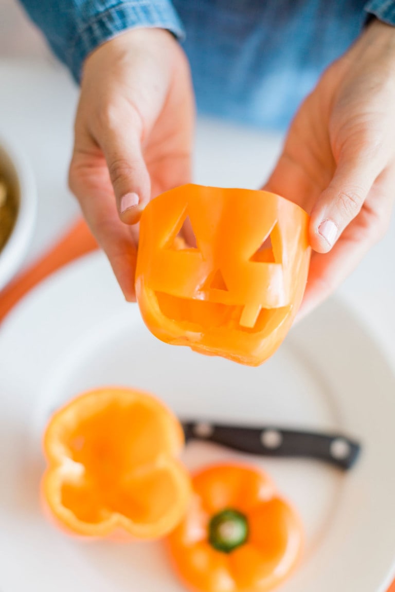 Jack-O-Lantern Stuffed Bell Peppers - Best Friends For Frosting