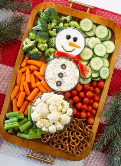 Snowman Veggie Tray (Christmas Appetizer) - Best Friends For Frosting